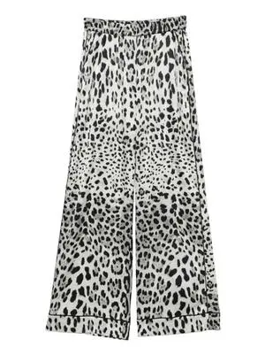 Dolce & Gabbana Leopard Print Silk Palazzo Pants - Multicolor