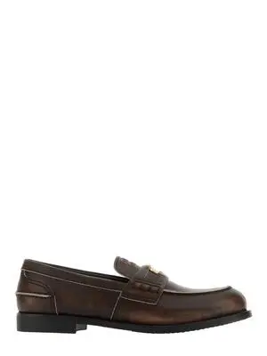 Miu Miu Dark Leather Loafers - Brown