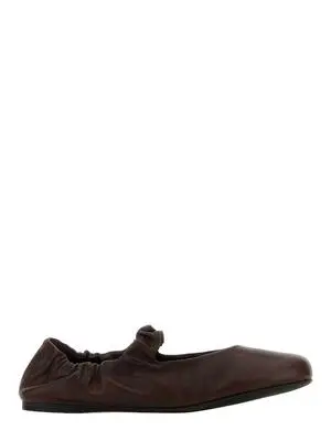 Miu Miu Dark Nappa Leather Ballerinas - Brown