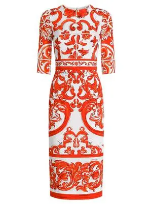 Dolce & Gabbana Majolica Print Charmeuse Dress - Multicolor