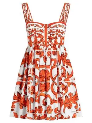 Dolce & Gabbana Majolica Print Poplin Short Dress - Multicolor