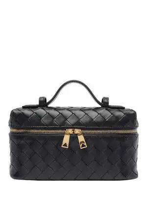 Bottega Veneta Woven Leather Vanity Case - Black