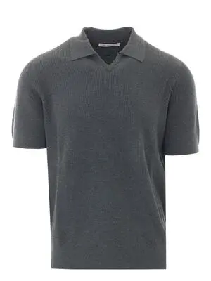 Brunello Cucinelli English Rib Stitch Polo - Gray