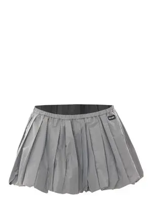 Miu Miu Technical Fabric Pleated Mini Skirt - Gray