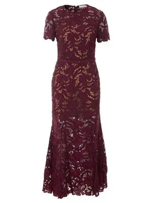 SELF-PORTRAIT SELF-PORTRAIT Lace Midi Dress Red