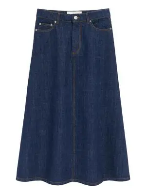 AMI AMI Paris Blue Cotton Long Skirt