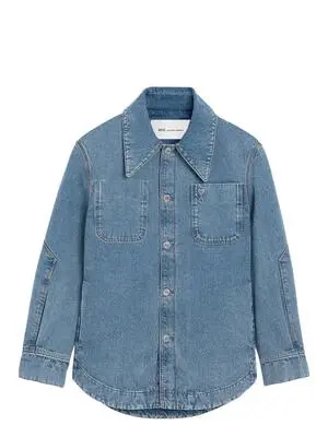 AMI AMI Paris Indigo Denim Worker Overshirt With Ami De Coeur Logo