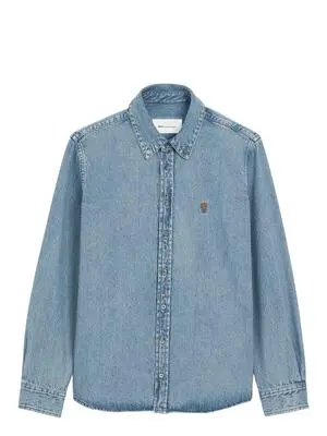 AMI Paris De Coeur Denim Cotton Shirt - Blue