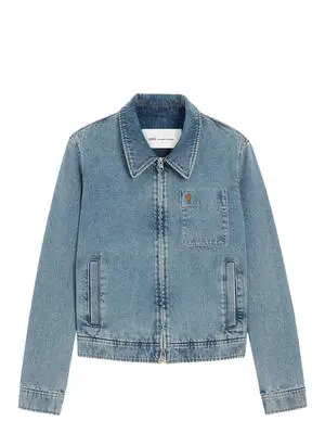 AMI Paris Cotton Contrasted Zipped Jacket With De Coeur - Blue