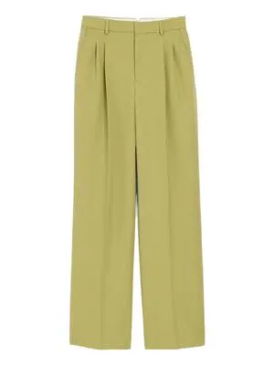 AMI Paris Wool Canvas Wide Leg Trousers - Matcha