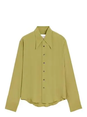 AMI Paris Green Blended Silk Sharp Collar Adjusted Shirt Green - Matcha
