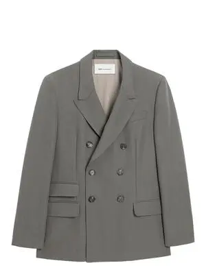AMI Paris Double-breasted Wool Blazer - Carbon