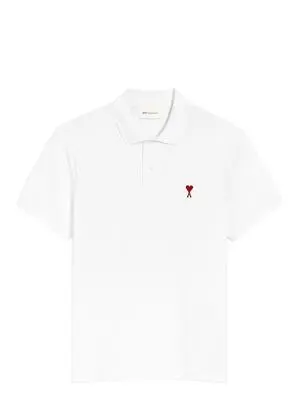 AMI Paris AMI Paris Cotton Polo Shirt With Ami De Coeur Embroidery White