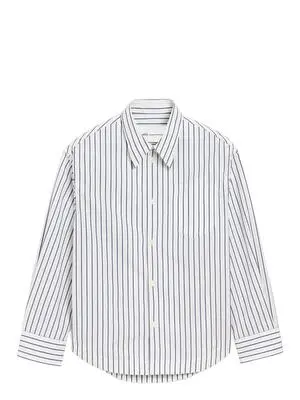 AMI Paris Cotton Striped Wide Shirt - White/ink