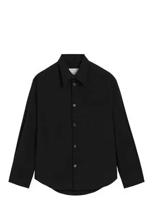 AMI Paris Blended Silk Sharp Collar Adjusted Shirt - Black
