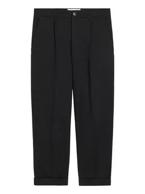 AMI Paris Cotton Carrot Oversized Trousers - Black