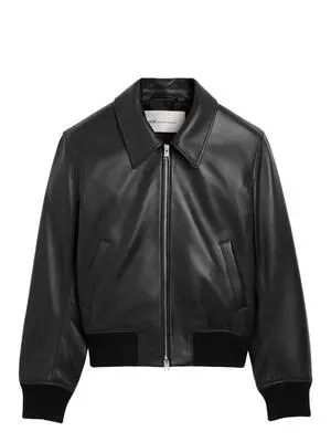 AMI Paris Lamb Leather Zipped Jacket - Black