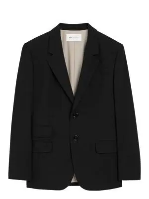 AMI Paris Wool Gabardine Single Breasted Jacket - Black