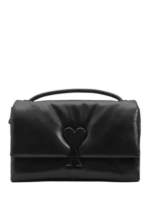 AMI Paris AMI Paris Cowhide Leather Voulez-Vous Bag With Ami De Coeur Clasp Black