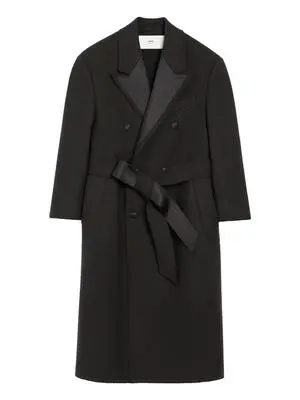 AMI Paris Double Breasted Long Coat - Anthracite