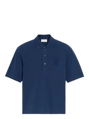 AMI Paris De Coeur Knitted Patch Polo - Ink