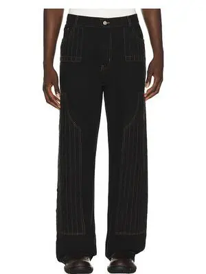 PAS UNE MARQUE Pas Une Marque Distressed Patch Carpenter Pants