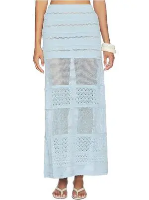 Devon Windsor Yasmin Crochet Knit Maxi Skirt - Celeste