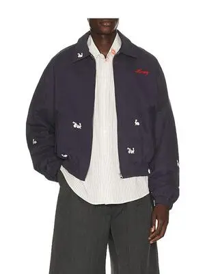 CARNE BOLLENTE Embroidered Zip-up Jacket - Navy