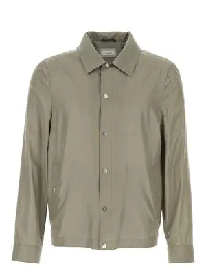 Brunello Cucinelli Silk Blend Collared Jacket - Grey