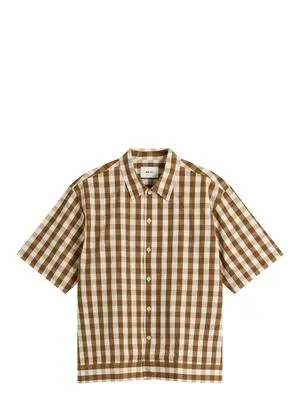 Nn07 Reed Boxy Short Sleeve Shirt - Brown Check