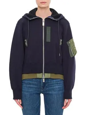 Sacai Felpa A Strati Con Cappuccio - Blu