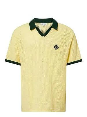 BELIER Brazil Football Crochet-knit Cotton Polo Top - Yellow/green