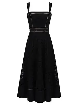 House Of Cb Ava Broderie Anglaise Midi Dress - Black