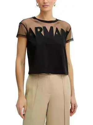 Armani Exchange Logo T-shirt With Mesh Paneling - Black