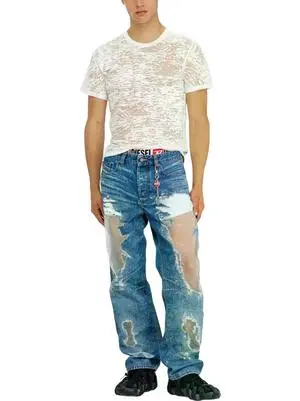 DIESEL® D-macs Distressed Mesh-panel Jeans - Blue