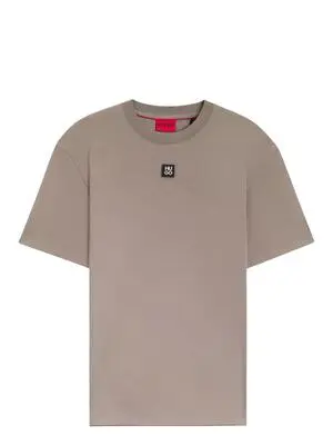 Hugo Crew-neck Logo-patch T-shirt - Neutrals