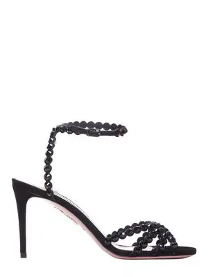 AQUAZZURA Aquazzura Tequila Embellished Open Toe Sandals Black