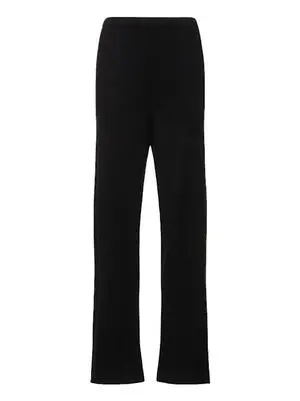 Extreme Cashmere Ribbed Knit Elastic Waist Pants - Black