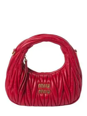 Miu Miu Wander Matelassé Nappa Leather Hobo Mini-bag - Red