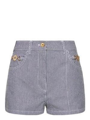 PATOU Striped Denim Shorts - Gray