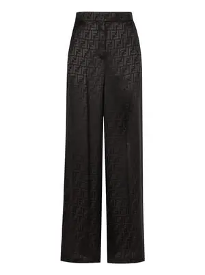 Fendi Ff Jacquard High-waist Straight-leg Trousers - Black