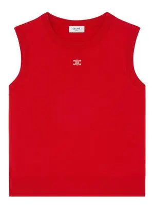 Celine Fine Wool Sleeveless Top - Red