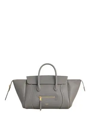Celine Little Luggage In Grained Calfskin - Gray