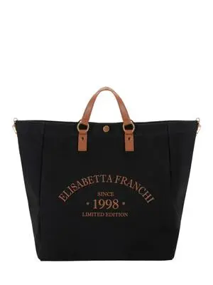Elisabetta Franchi Logo Printed Tote Bag - Black