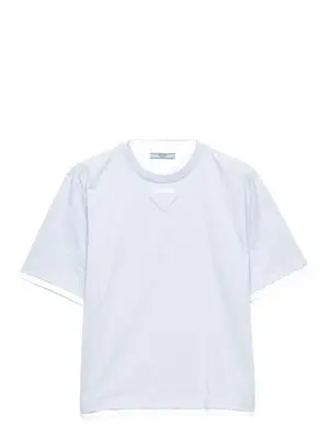 Prada Cotton Jersey T-shirt With Emblematic Triangle Logo - Interstellar Blue