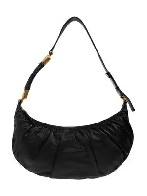 Balmain Bène Gathered Detail Zipped Shoulder Bag - Black