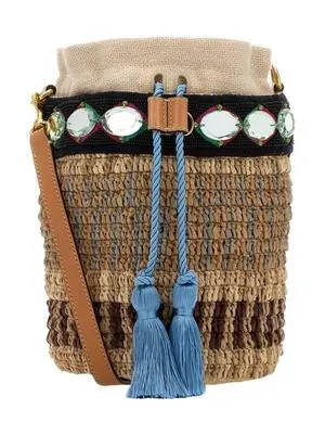 Valentino Garavani Vlogo Signature Embroidered Small Bucket Bag - Multicolor
