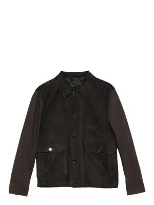 Brioni Collared Leather Jacket - Black