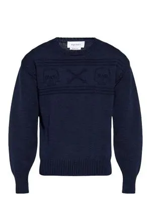 Alexander McQueen Skull And Crossbones Crewneck Knit Sweater - Black