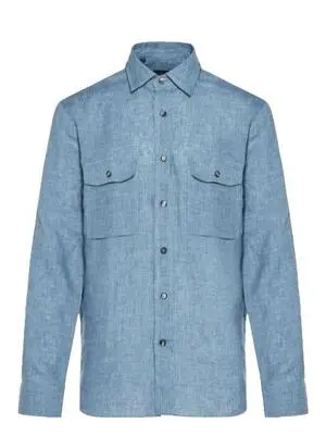 Brioni Long-sleeved Military Shirt - Blue